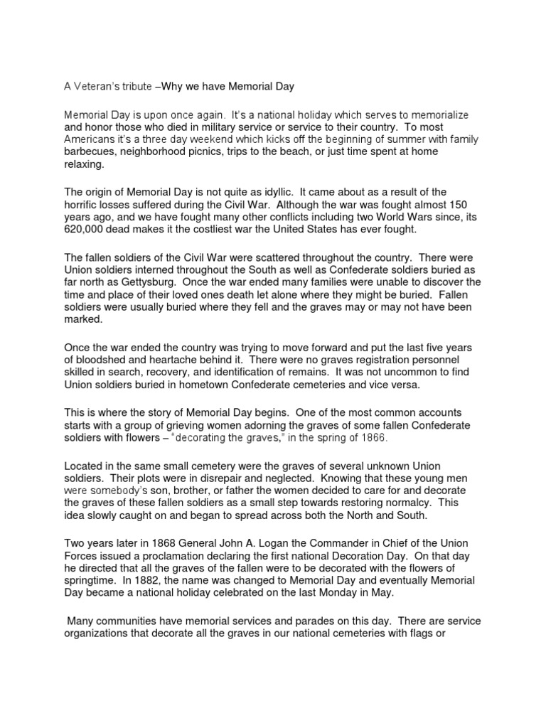 Memorial Take 3 | PDF | Memorial Day | Cemetery