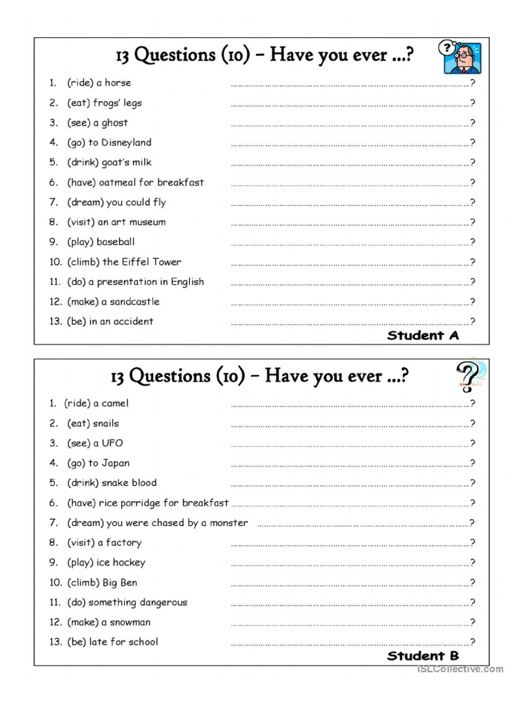 13 Questions 10 Have You Ever Fun Activities Games 21242 1 | PDF