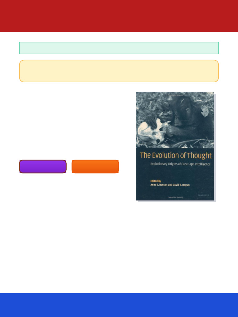 The Evolution of Thought Evolutionary Origins of Great Ape Intelligence ...