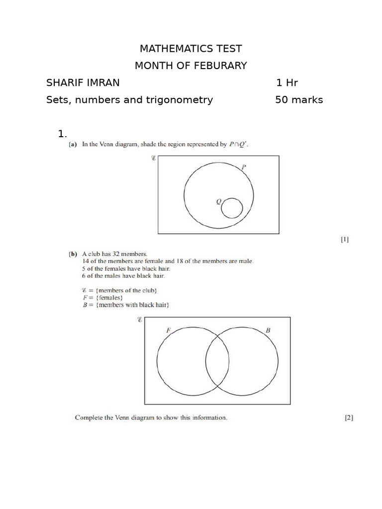 February Mathematics Test Overview | PDF