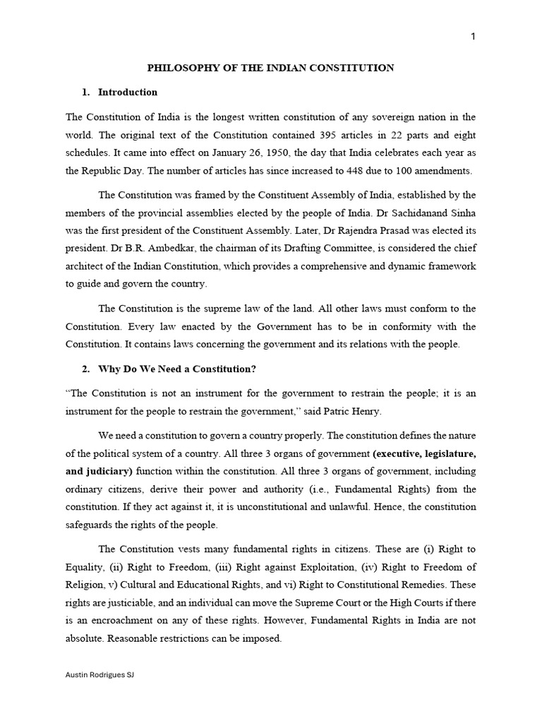 Philosophy of Indian Constitution | PDF | Political Charters | Government