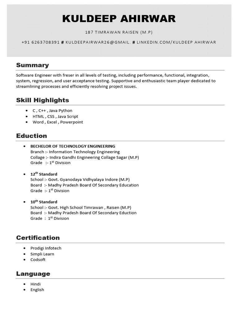 Kuldeep Resume | PDF
