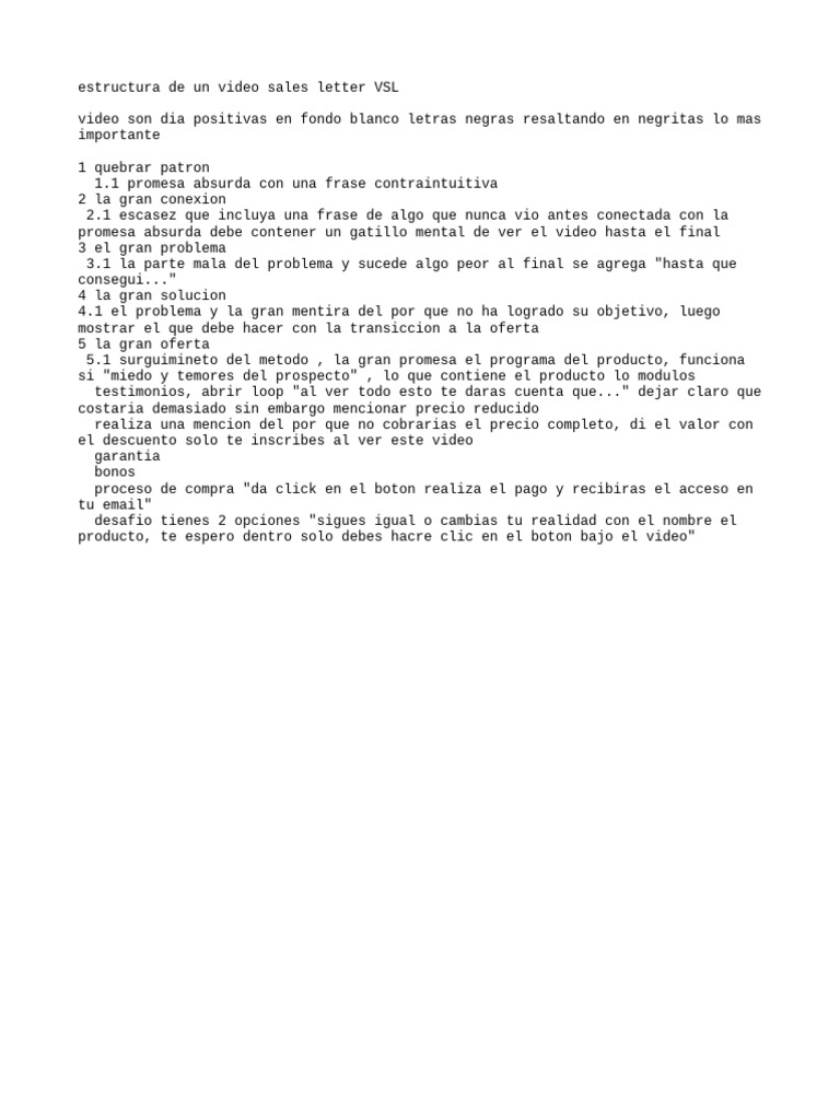Estructura Efectiva de un Video Sales Letter | PDF