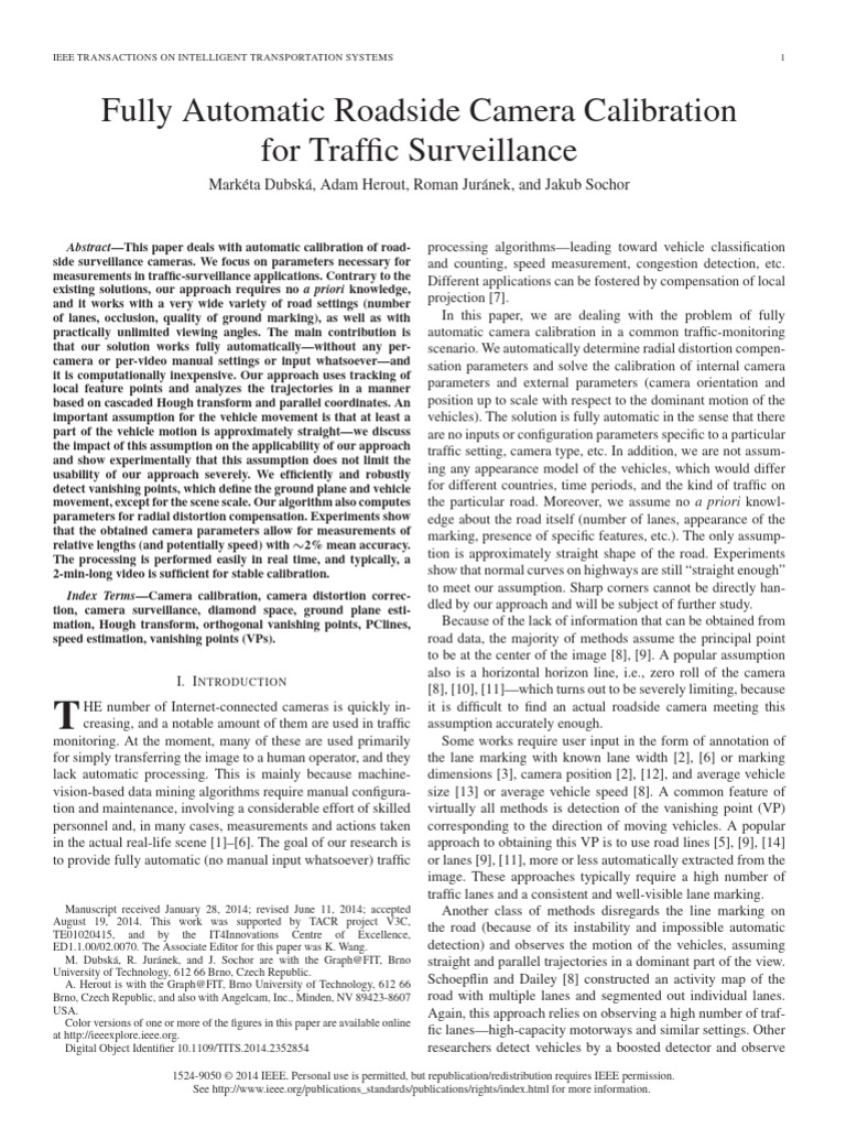 Fully Automatic Roadside Camera Calibration | PDF | Cartesian ...