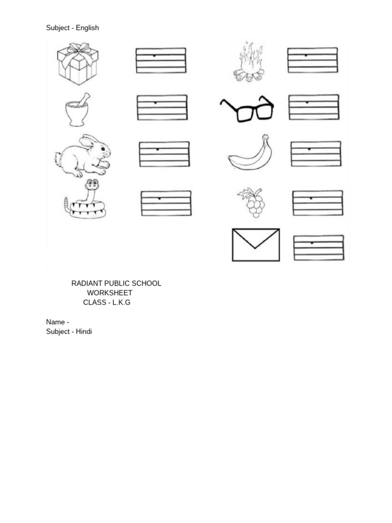 L.K.G English Worksheet for Kids | PDF