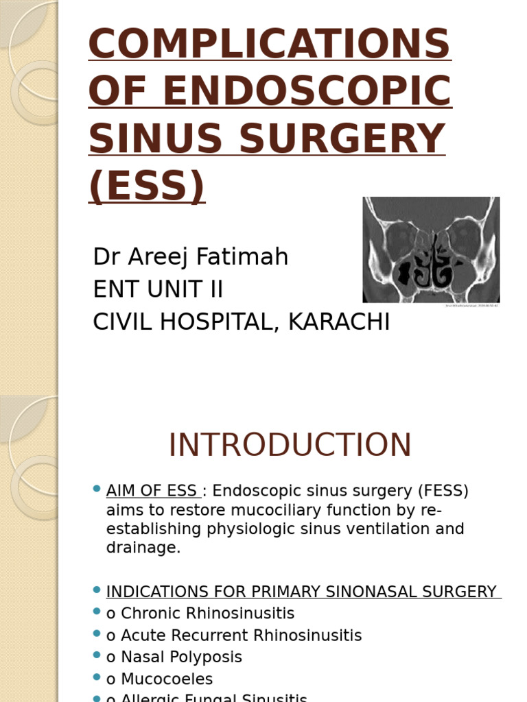 Endoscopic Sinus Surgery Complications | PDF | Cerebrospinal Fluid ...