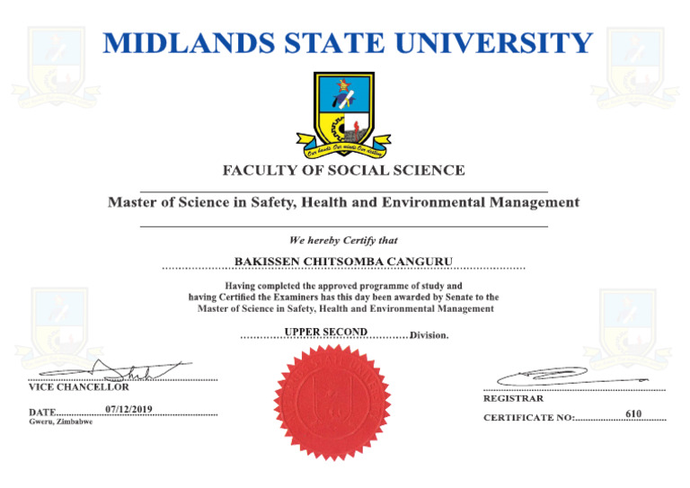 Masters Degree HSE Certificate | PDF