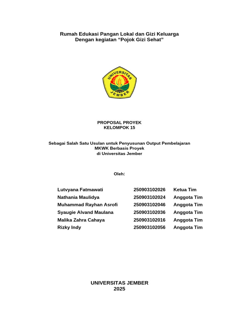 Proposal Proyek Kelompok 15 | PDF