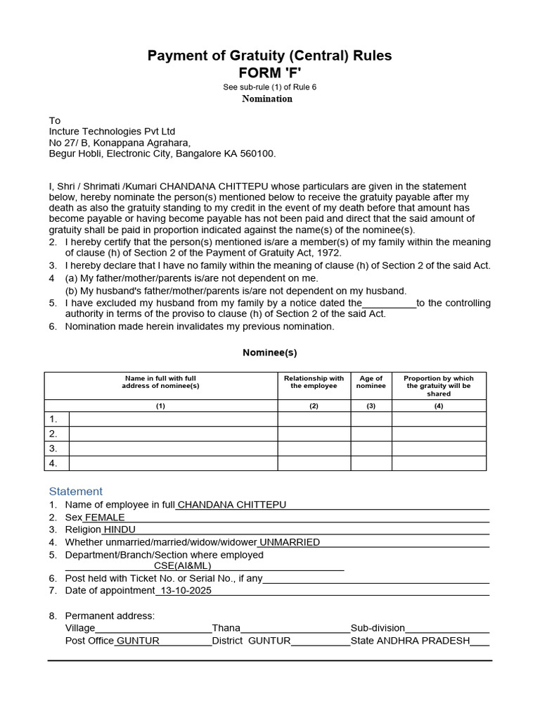 Gratuity Form F Nomination (1) (1) (1) (1) (1) (Signed) | PDF