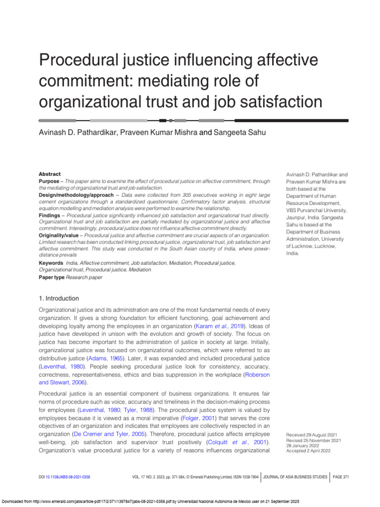 Procedural Justice in 9274 | PDF | Job Satisfaction | Workplace