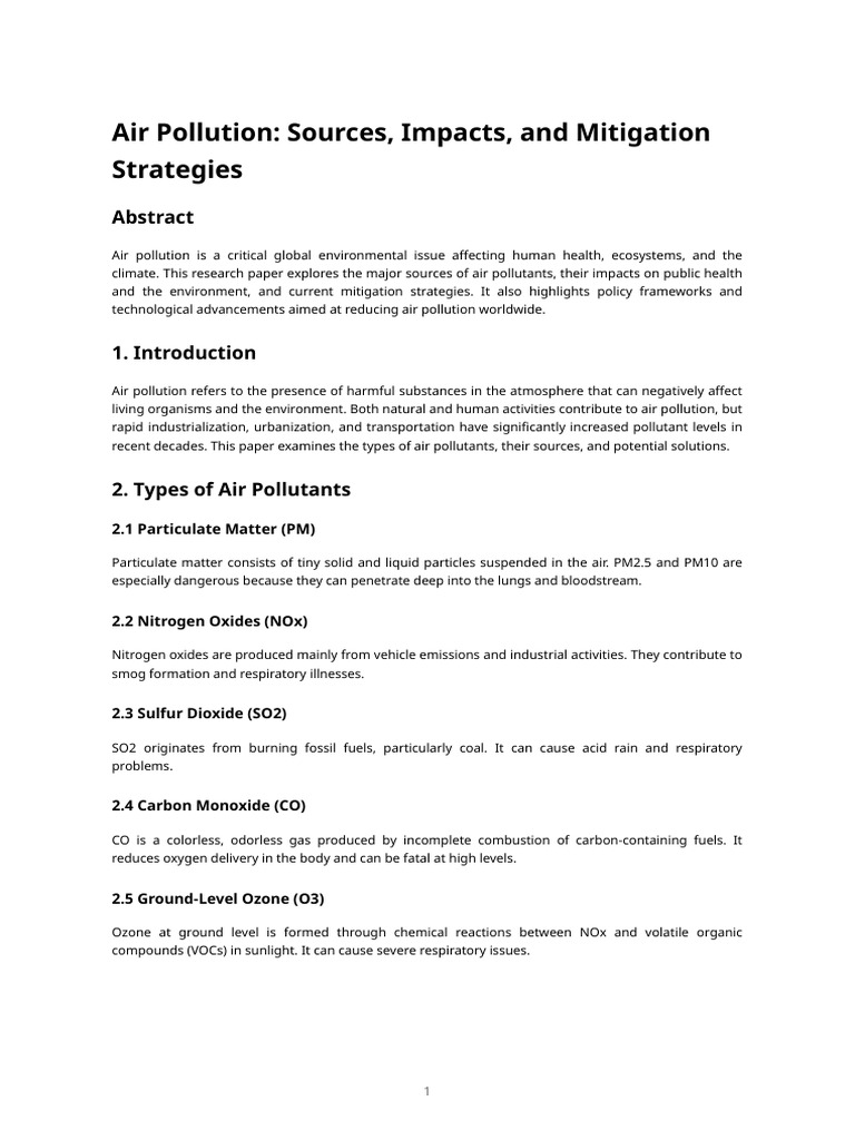 Air Pollution Research Paper | PDF | Air Pollution | N Ox