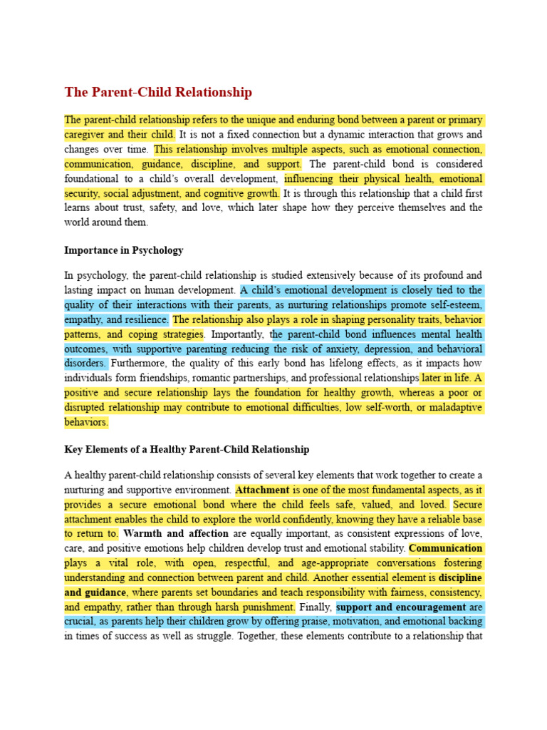The Parent-Child Relationship | PDF | Attachment Theory | Parenting