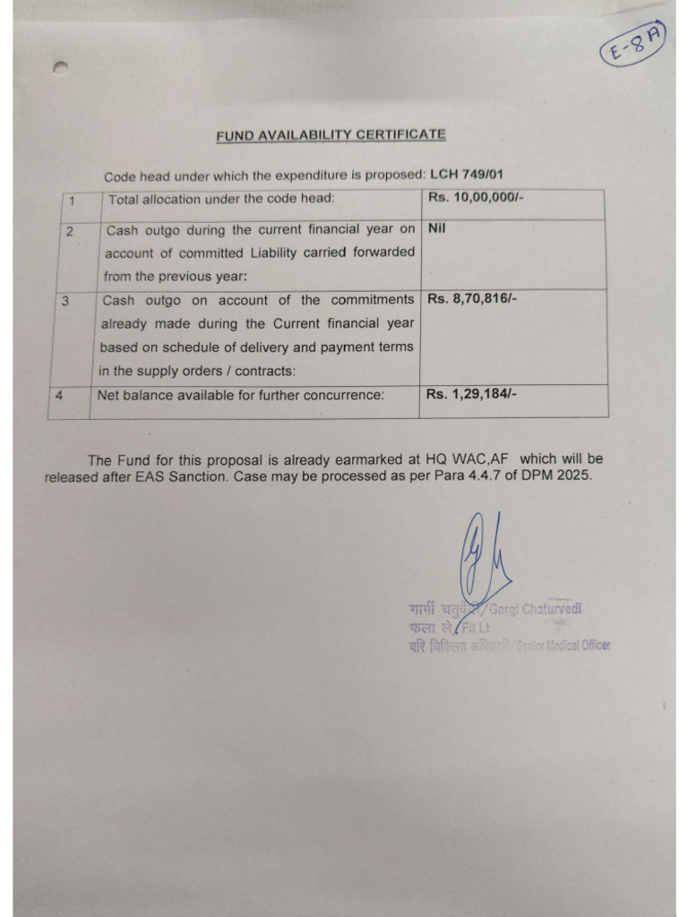 Encl-08A (Fund Availability Certificate) | PDF