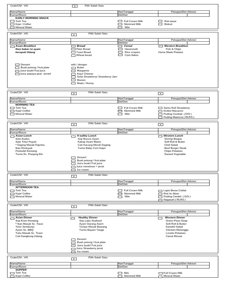 Dietary Menu Options and Selections | PDF | Lunch | Soup
