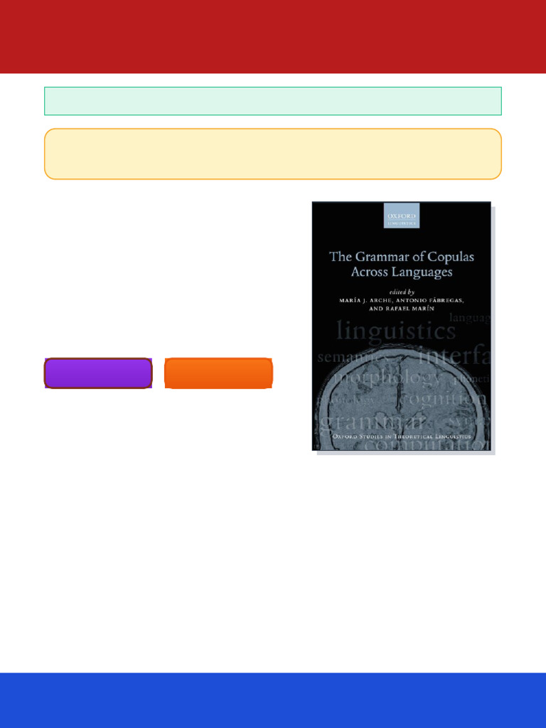 The Grammar of Copulas Across Languages Maria J. Arche (Editor) Ebook ...