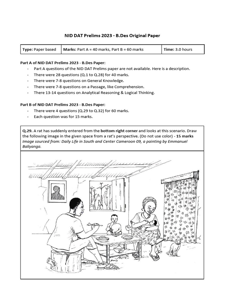 NID DAT Prelims 2023 B.Des Paper Overview | PDF