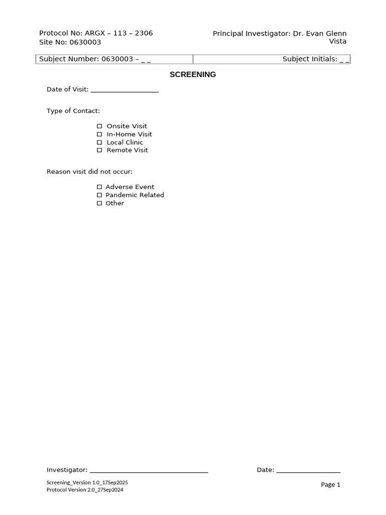 ARGNX Screening Worksheet Version 1 1 | PDF | Birth Control | Medical ...