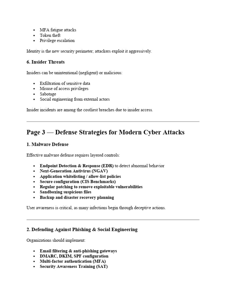 Cyber Attacks and Their Defense - 3 | PDF