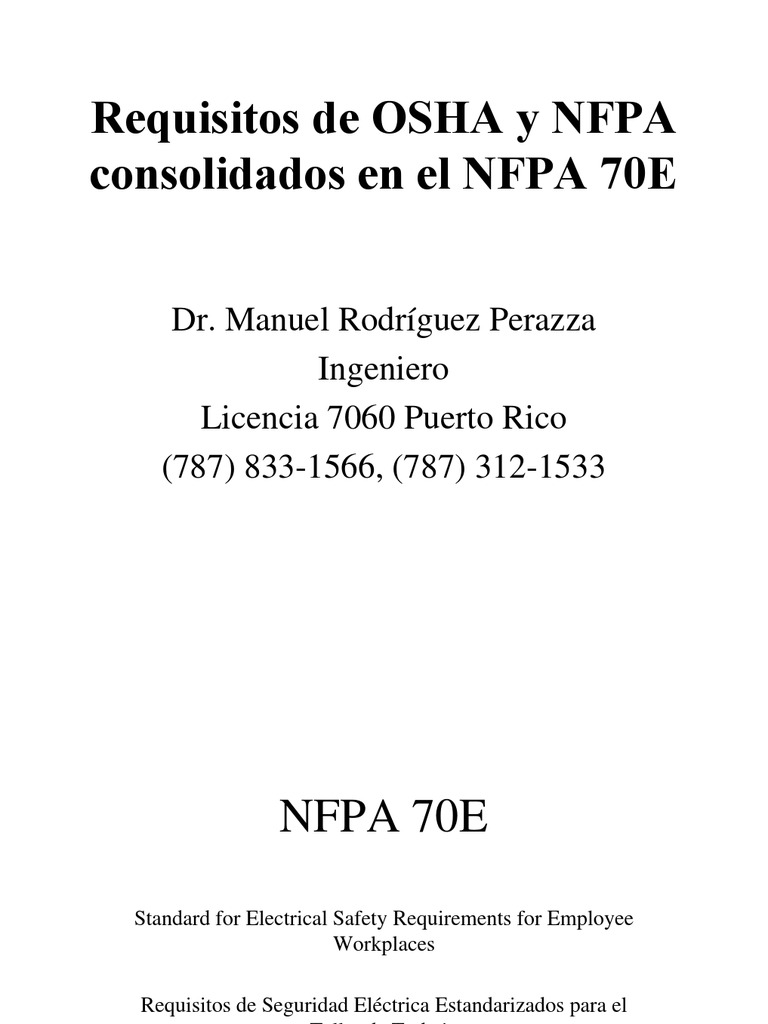 Nfpa 70e | PDF | Electricidad | Resistencia Eléctrica y Conductancia