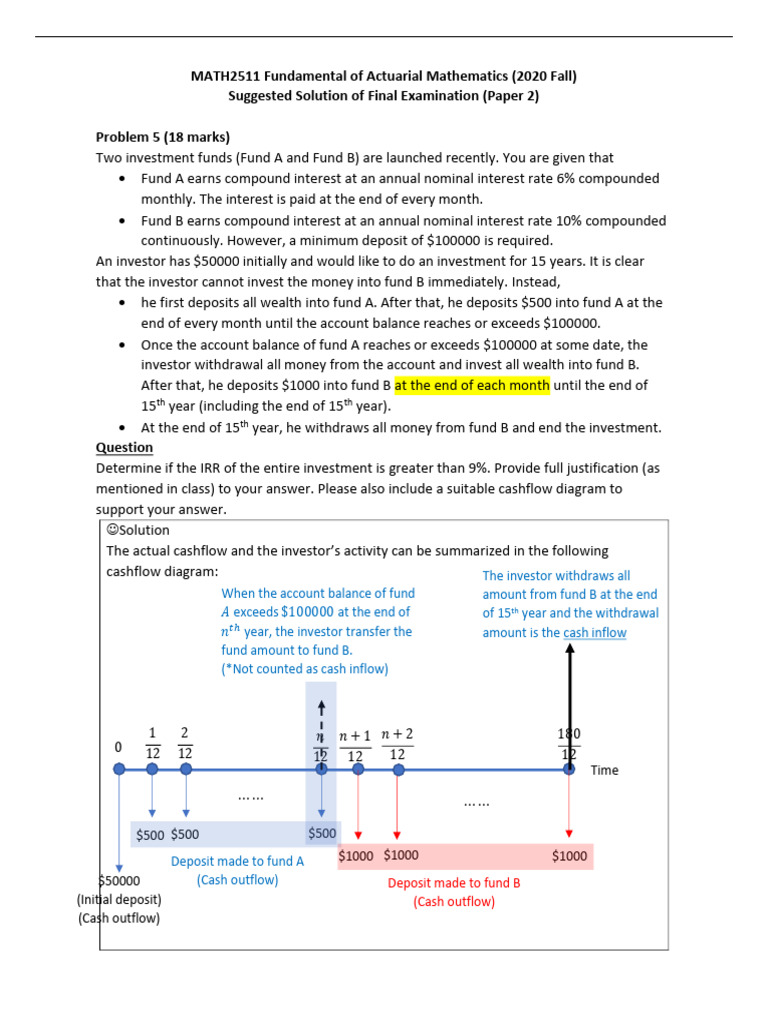 MATH2511 2020fall Finalpaper2 Solution PDF | PDF | Bonds (Finance ...