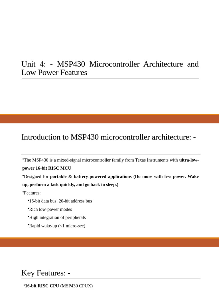 MSP430 Microcontroller Architecture Overview | PDF | Computing ...