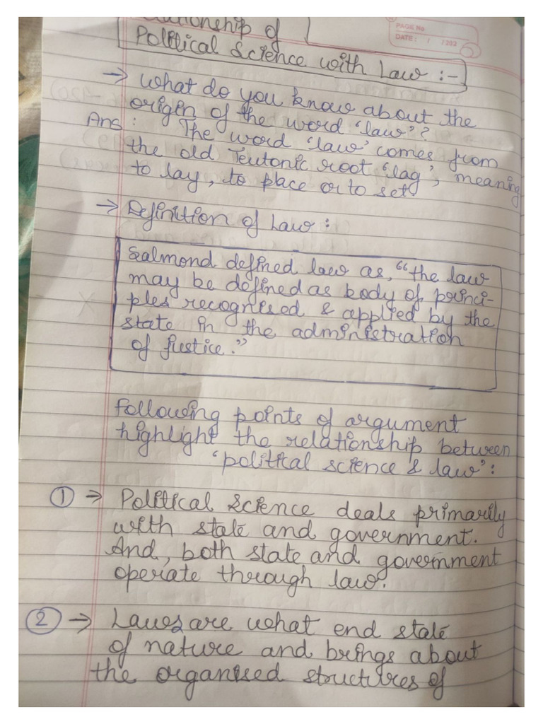 Relationship of Political Science With Law | PDF