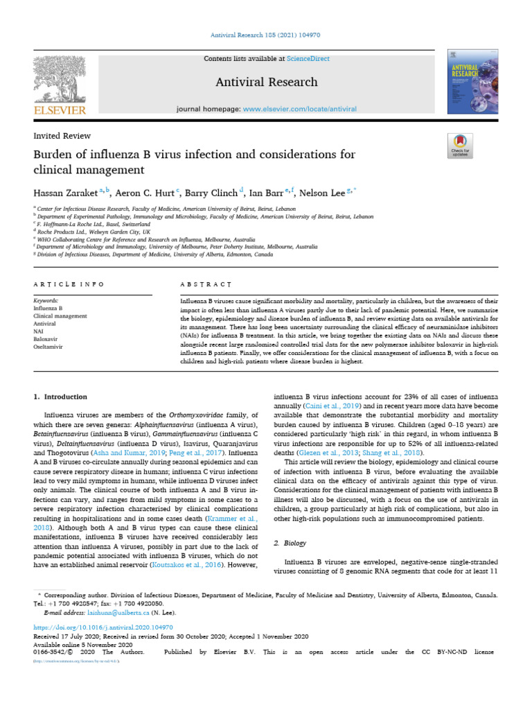 Influenza B Virus: Clinical Management Insights | PDF | Influenza ...