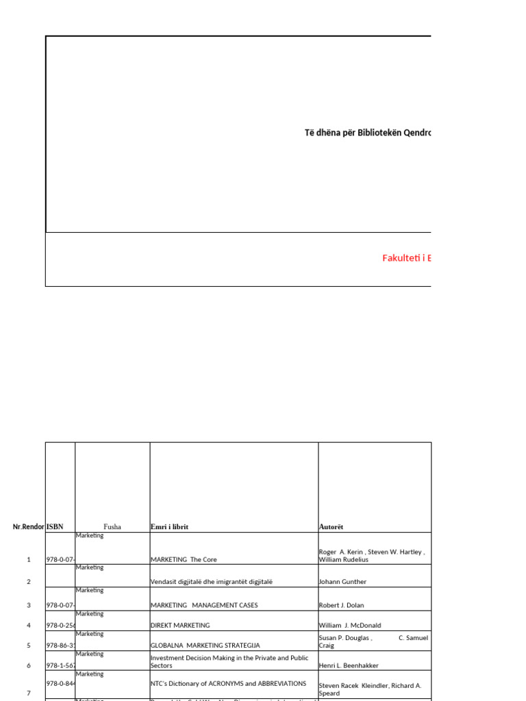 Formular Për Të Dhënat e Librave Në Biblioteka Të Fakulteteve | PDF ...