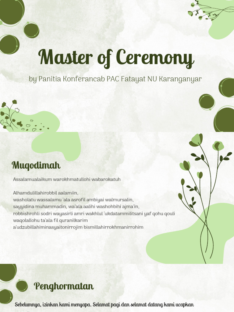 MC Rapat Anggota Fatayat | PDF