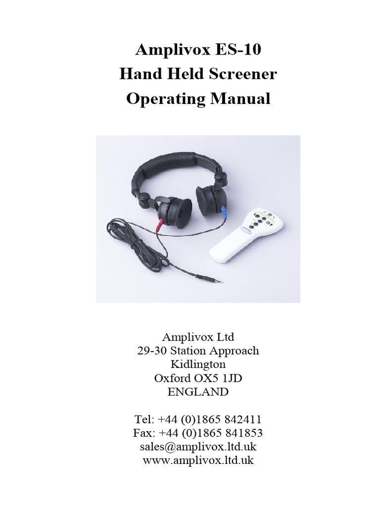 Amplivox ES-10 Screener Manual | PDF | Radio | Electromagnetic Radiation