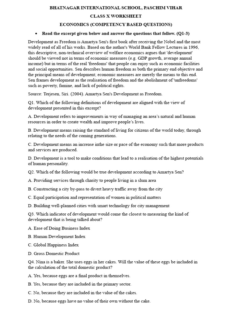 Development Worksheet | PDF | Gross Domestic Product | Economies