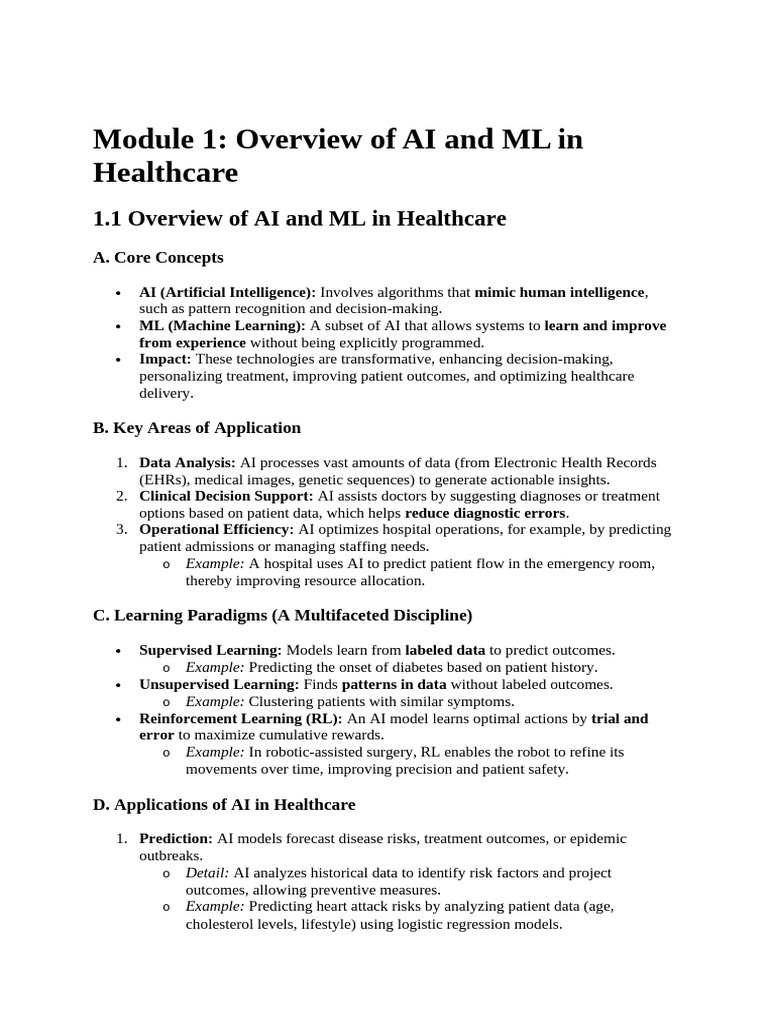 Module 1,2 Summary | PDF | Medical Imaging | Artificial Intelligence