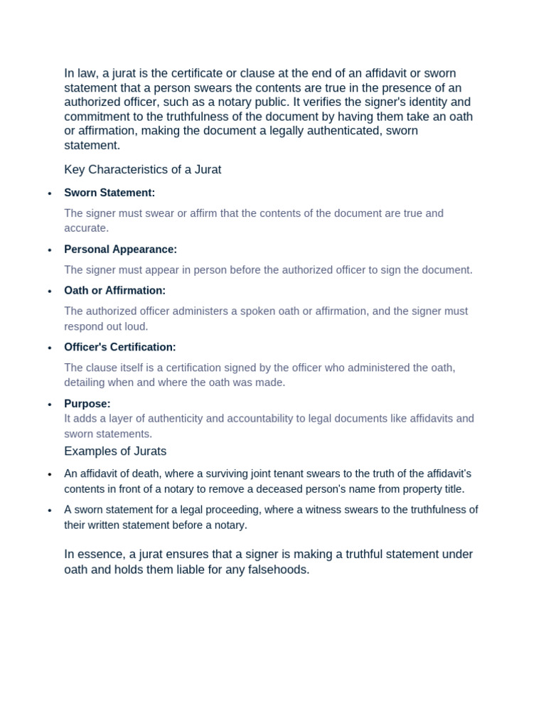 Understanding Jurats in Legal Documents | PDF