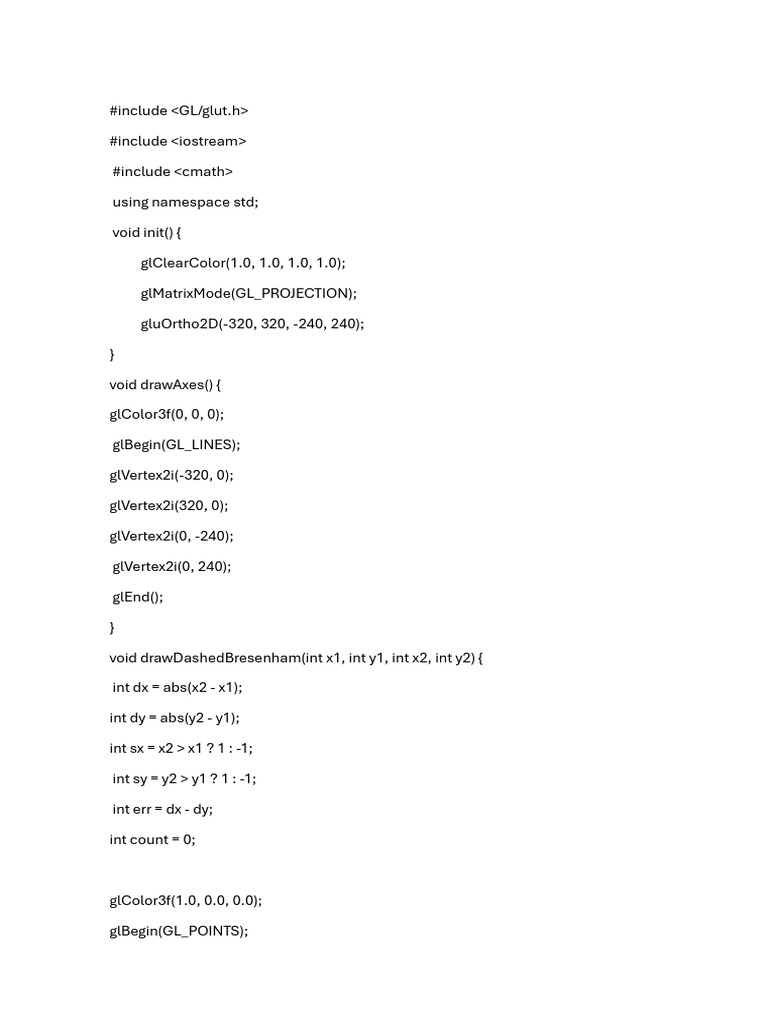 Dashed Bresenham Line in OpenGL | PDF