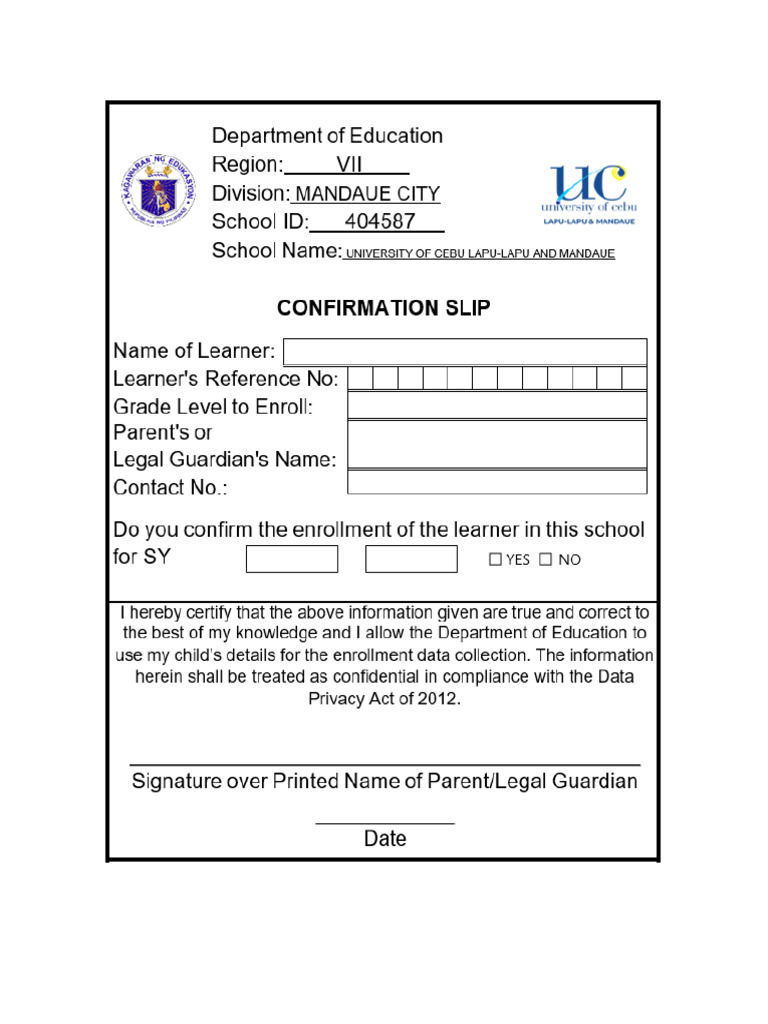 Confirmation Slip | PDF