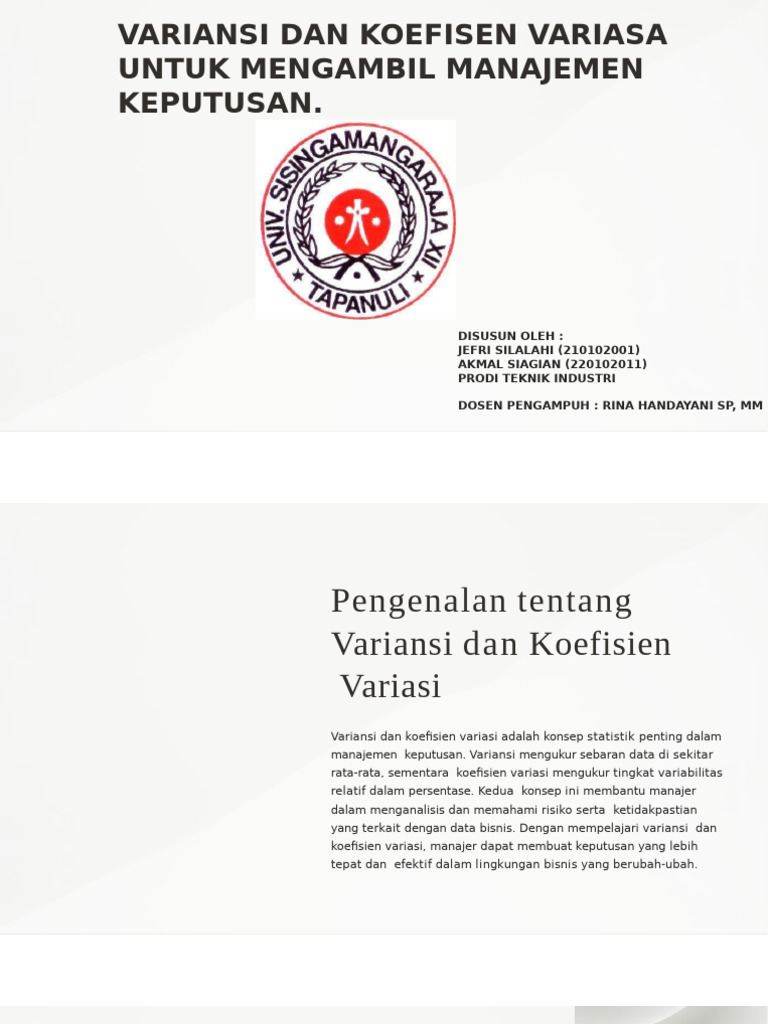 Pengenalan Tentang Variansi Dan Koefisien Variasi | PDF