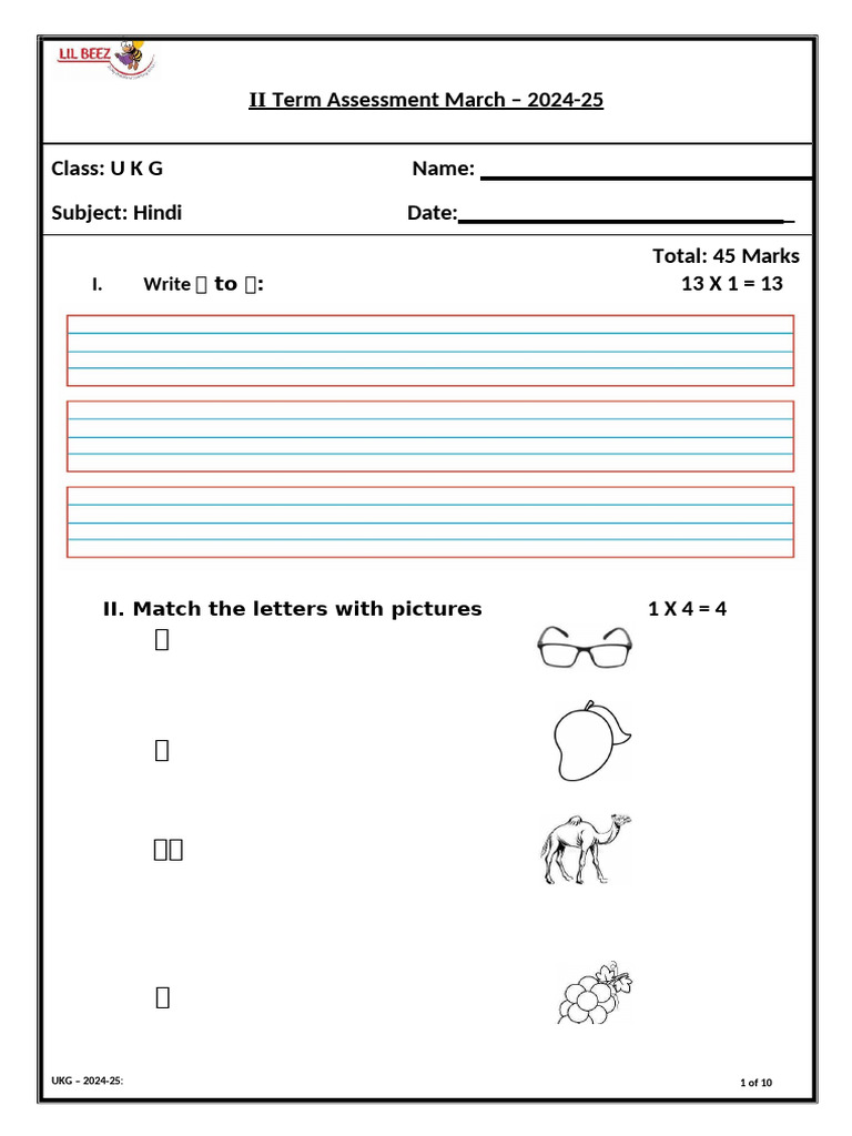 Ukg Hindi Revision and Question Paper - Final | PDF | Chess Theory | Chess