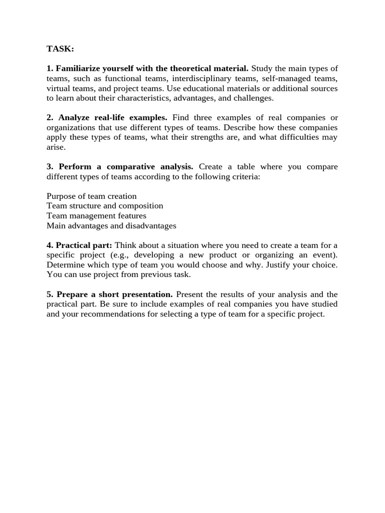 Types of Teams | PDF