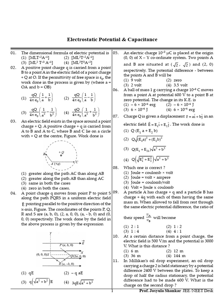 07 - Electrostatic Potential & Capacitance - 261125 | PDF | Electric ...