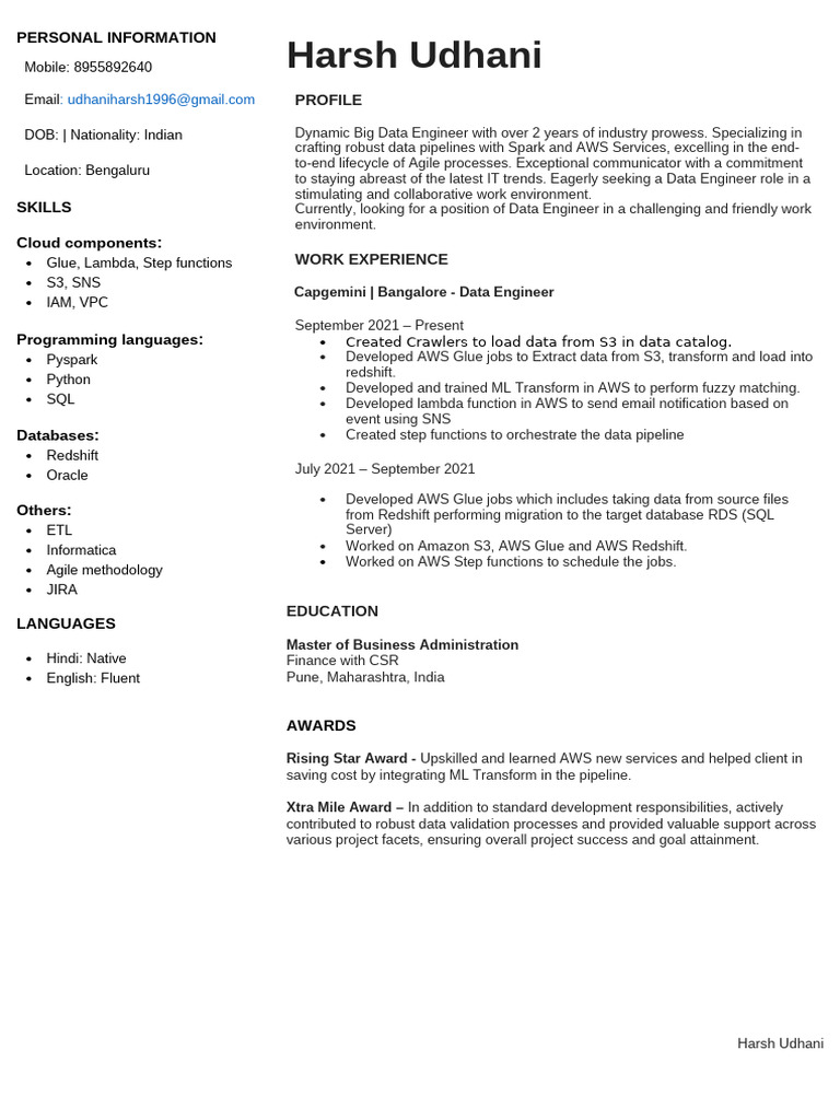 Harsh Udhani: Profile | PDF | Amazon Web Services | Computing