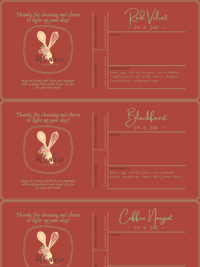 Jar Label 5x10cm Macherie-2 | PDF | Chocolate | Foods