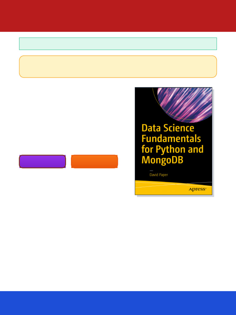 Data Science Fundamentals For Python and MongoDB 1st Edition David ...