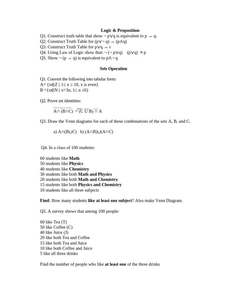 Discrete Structure Practice Questions | PDF