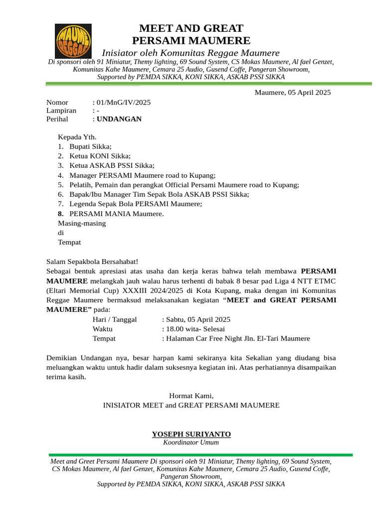 Undangan Dan Rundown Meet and Great Persami Maumere | PDF