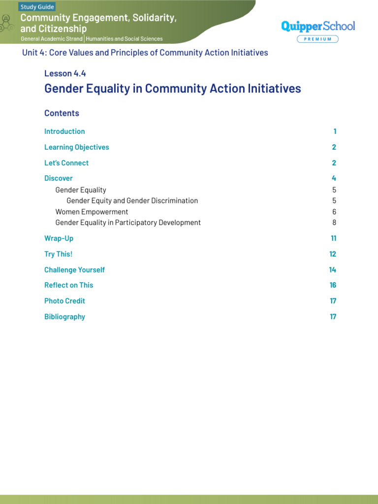 Gender Equality in Community Action | PDF | Social Equality | Gender ...