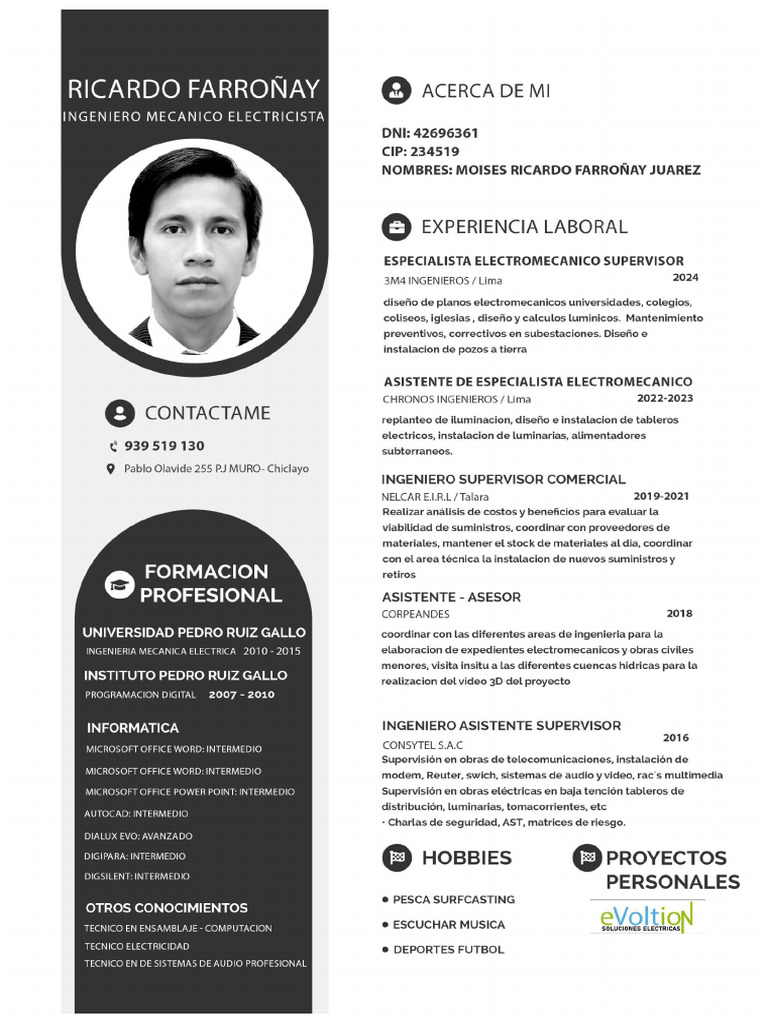 CV Ricardo Farroñay | PDF | Control de acceso | Autenticación