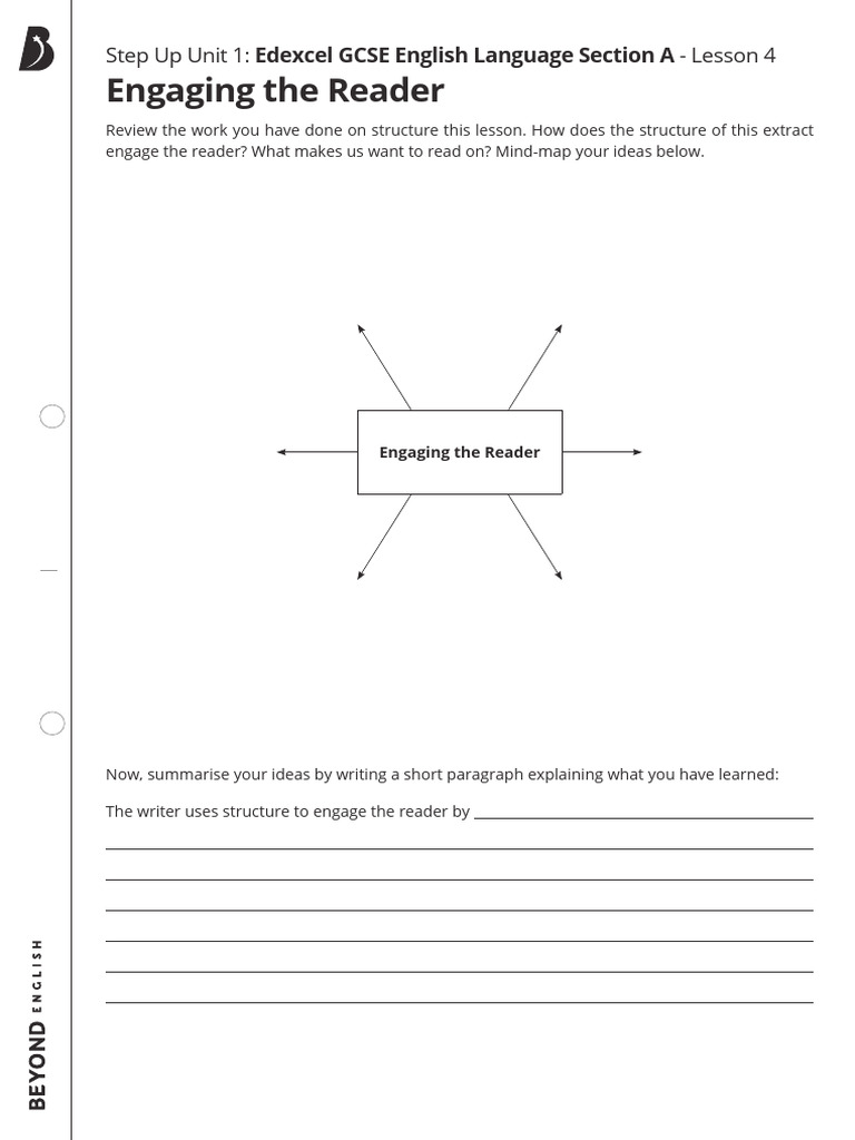 Engaging The Reader Worksheet | PDF