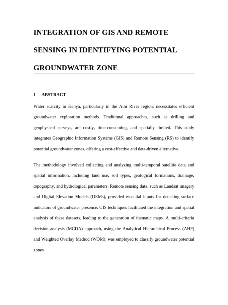 GIS Remote Sensing Groundwater Study (Scientific Paper) | PDF ...
