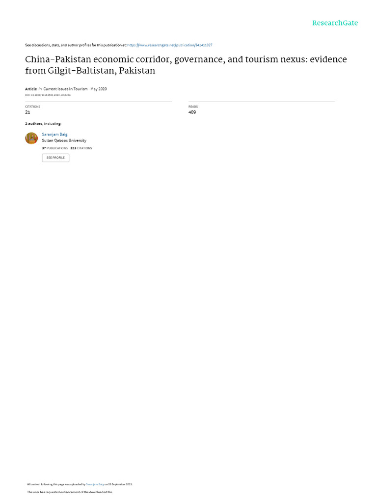 China Pakistaneconomiccorridorgovernanceandtourismnexusevidencefrom ...