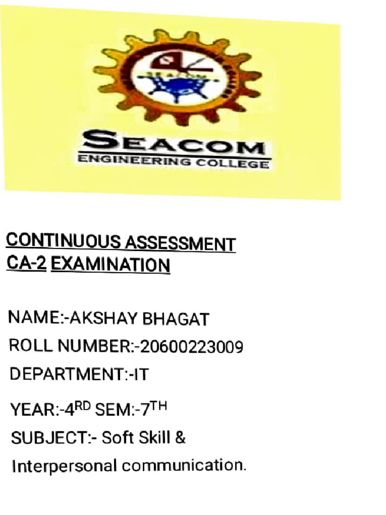 Seacom: Continuqus Assessment | PDF
